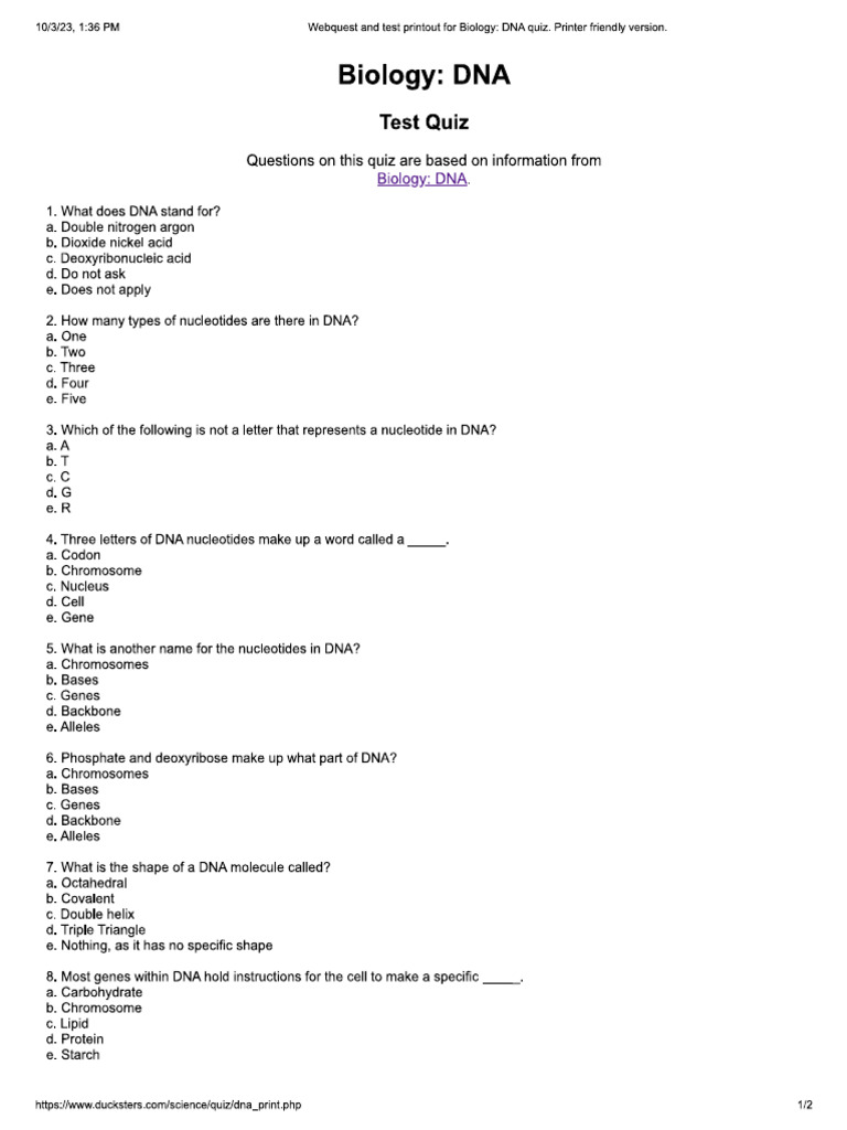 DNA quiz | PDF