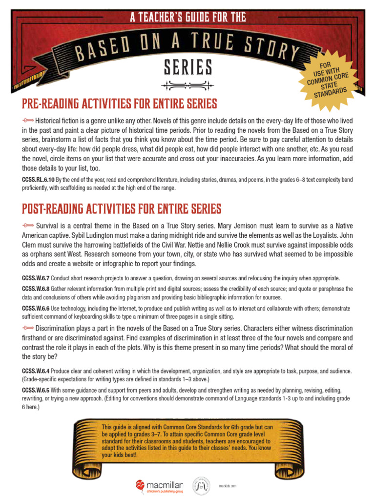 Based On A True Story Series Common Core Guide | PDF | Narrative ...