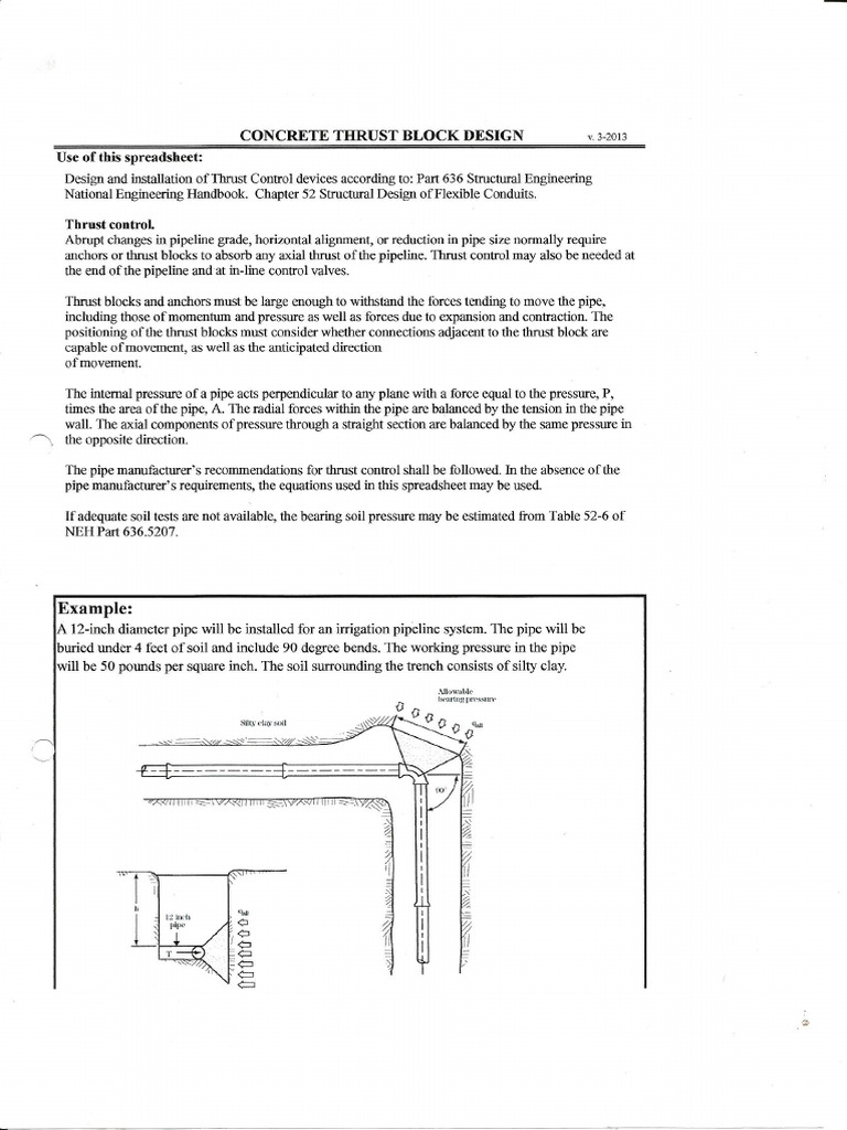 Concrete Thrust Block Design | PDF