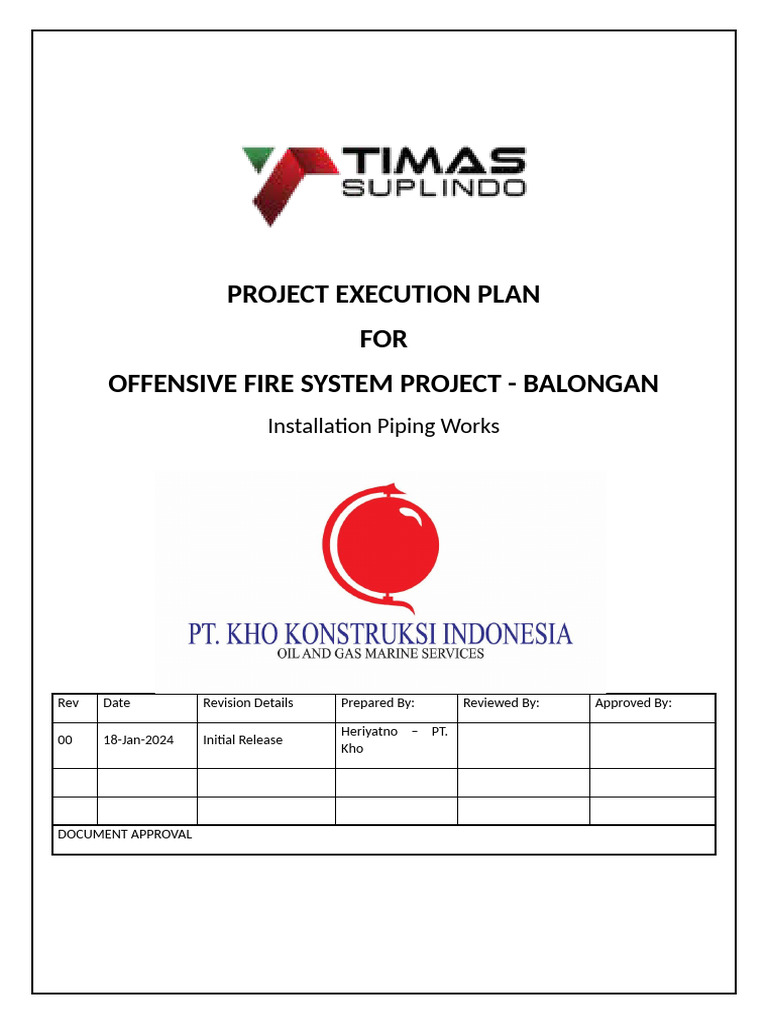 Execution Plan - Pertamina Balongan - Installation Piping Works | PDF ...