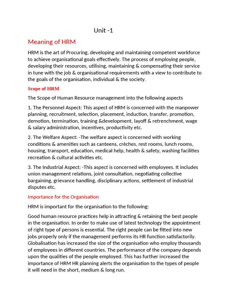 Comprehensive HRM Overview | PDF | Human Resource Management | Human ...