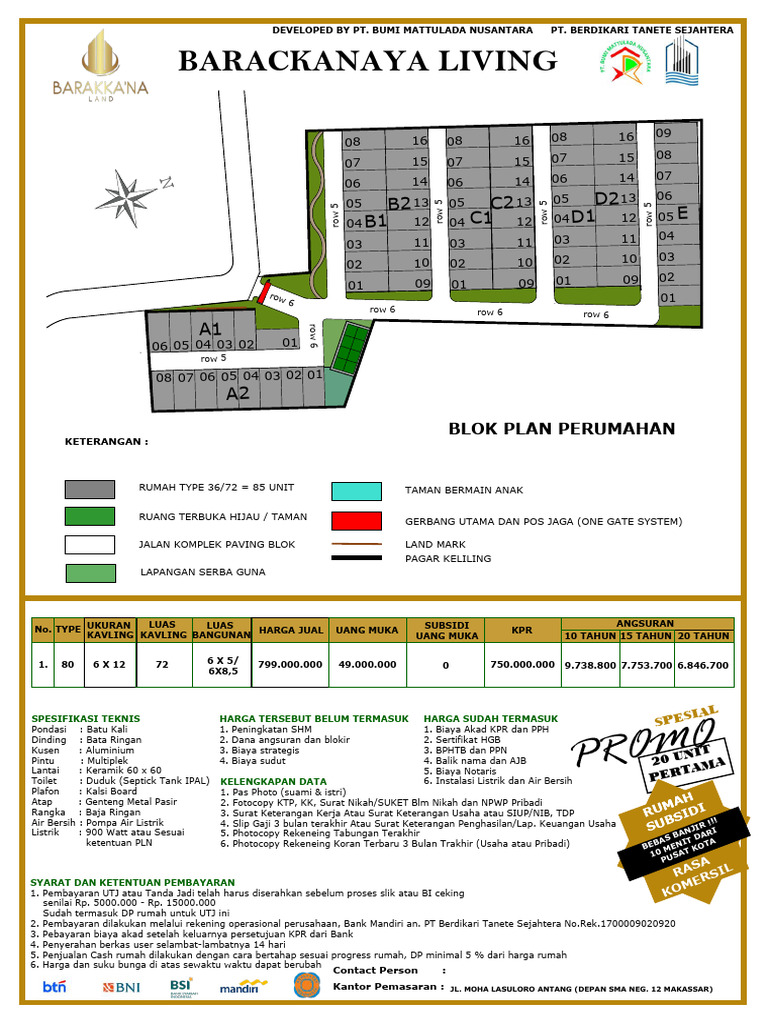 Blok Plan An List Harga Barackanaya Living | PDF