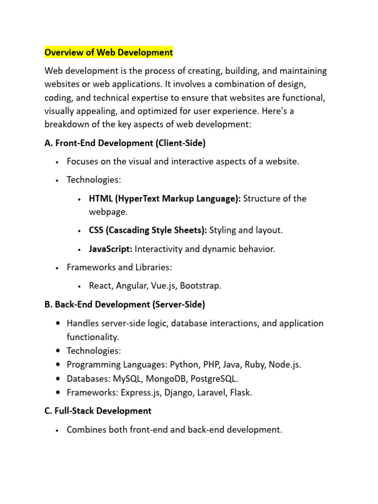 Web Development Overview and MEAN Stack | PDF | Web Development | World Wide Web