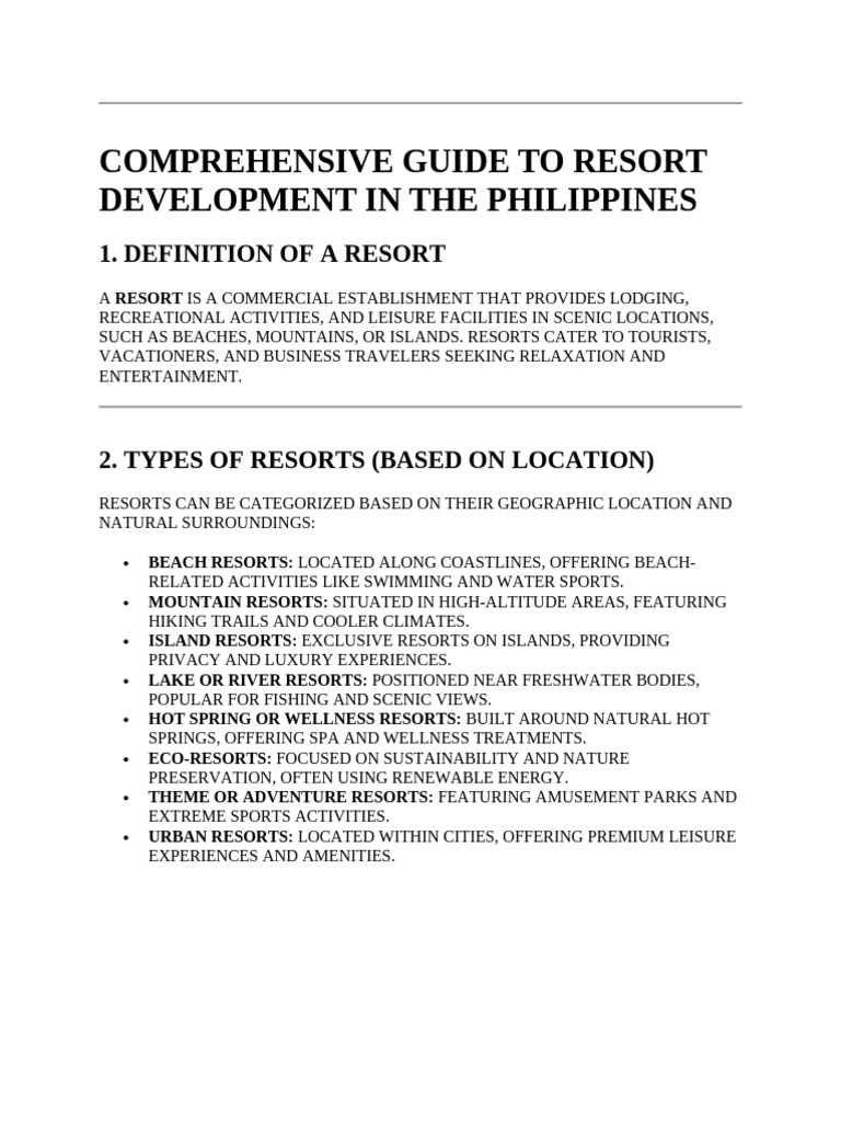 Comprehensive Guide To Resort Development in The Philippines | PDF ...