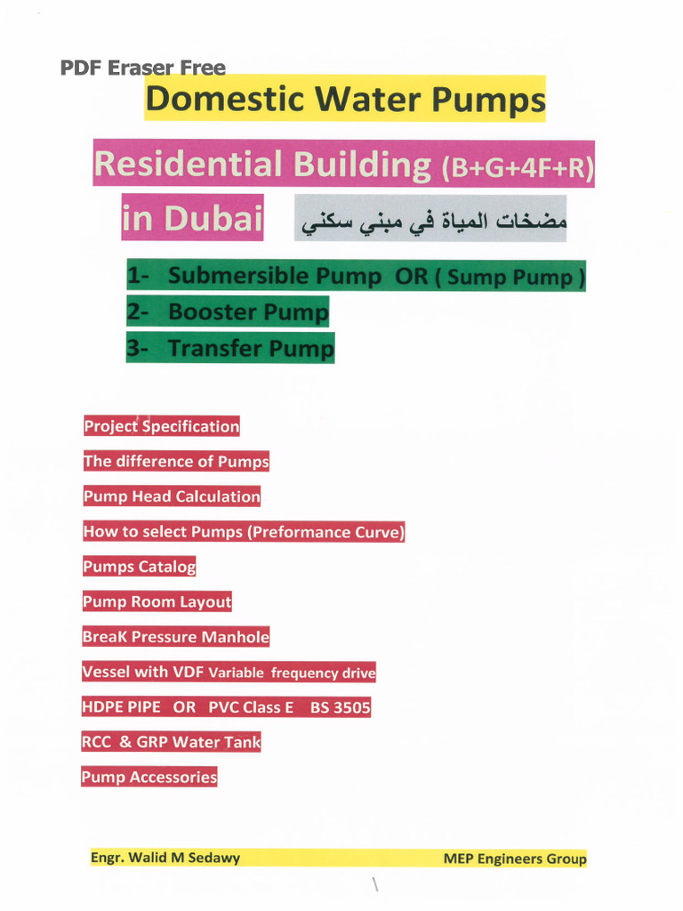 Water Pumps Design Note Eng Walid Sedawy | PDF