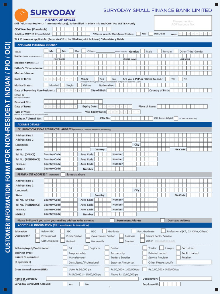 NR Customer Information Form 40ba087ded | PDF