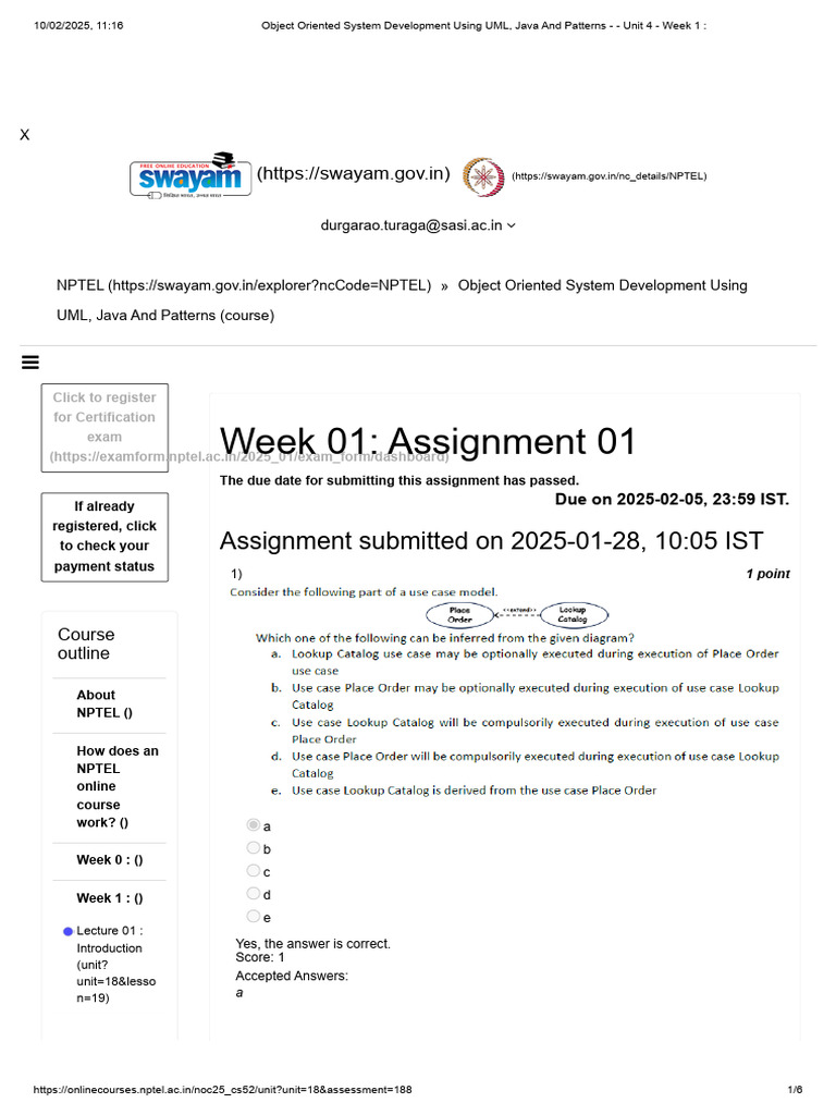 Object Oriented System Development Using UML, Java And Patterns - - Unit 4 - Week 1 _ | PDF