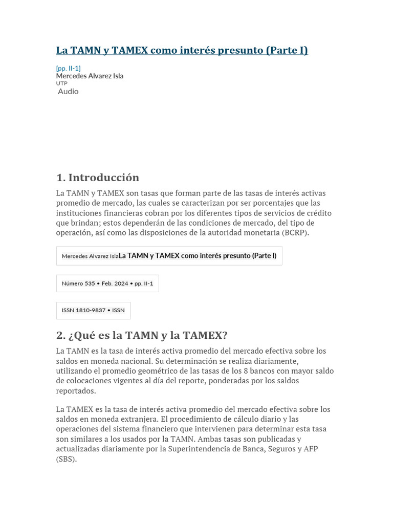 TAMN y TAMEX: Intereses Presuntos 2024 | PDF | Interés | Bancos