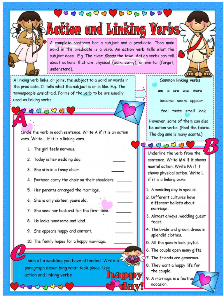 Action and Linking Verbs 6 Activities - 18012 | PDF