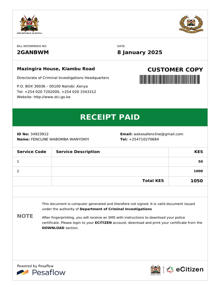 PCC-7ATPJL22-DCI RECEIPT | PDF | Authentication | Access Control