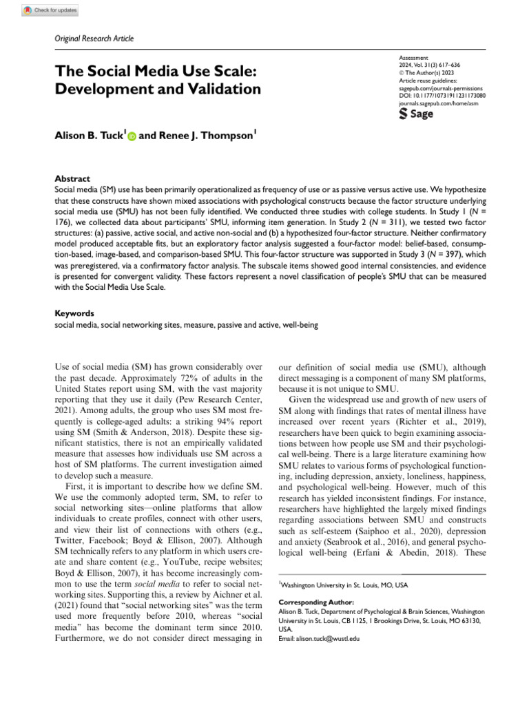 Social Media Use Scale Development | PDF | Validity (Statistics) | Self ...