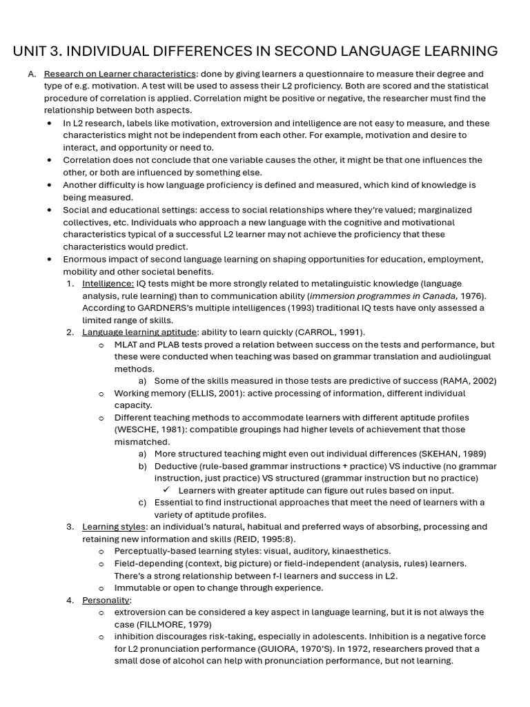Individual Differences in Second Language Learning | PDF | Second ...