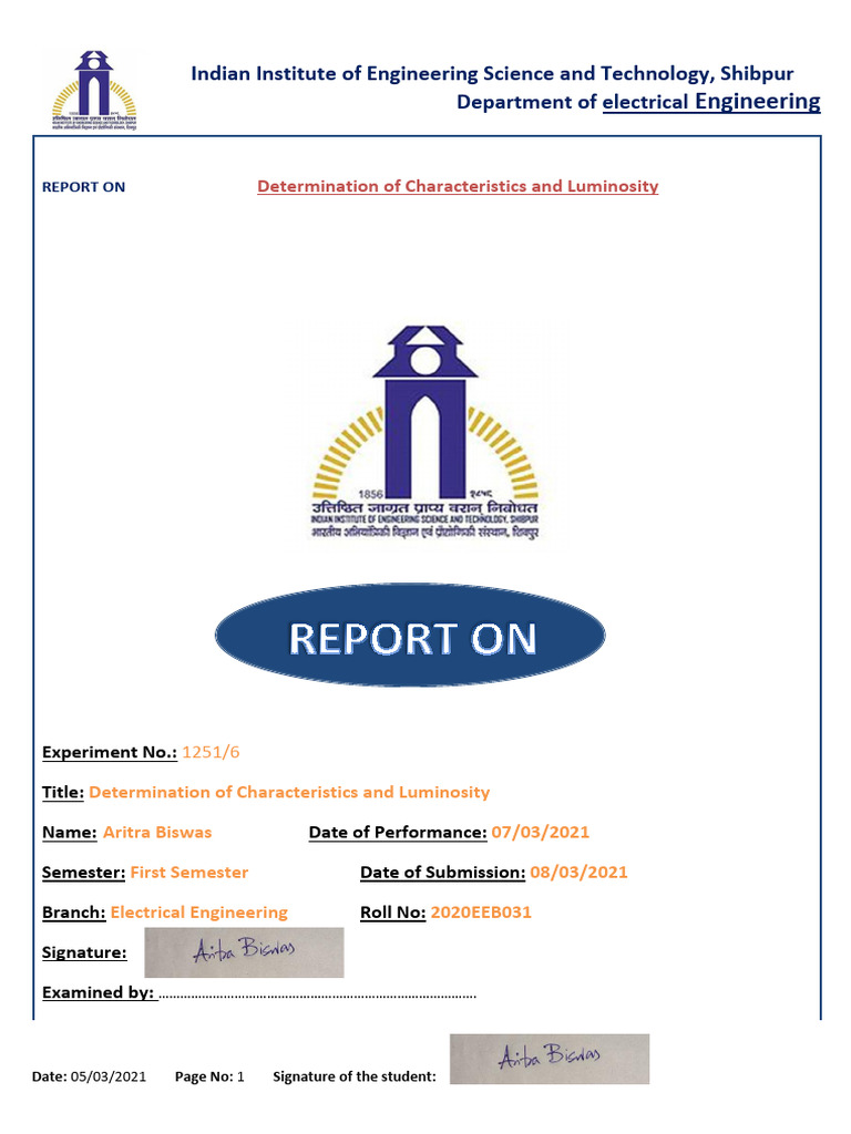 Report On Characteristics of Lamps | PDF | Fluorescent Lamp ...