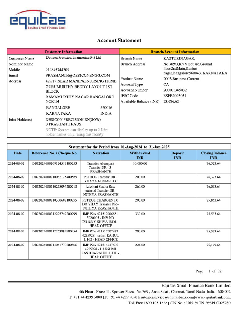 Equitas Statement Compressed | PDF