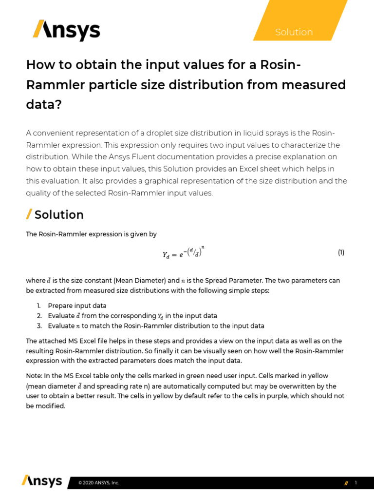 Rosin-Rammler Distribution Guide in Excel | PDF | Microsoft Excel | Data
