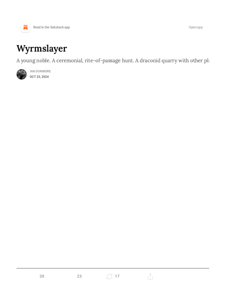 Wyrmslayer - by Ian Dunmore - Dunmore Dispatc | PDF