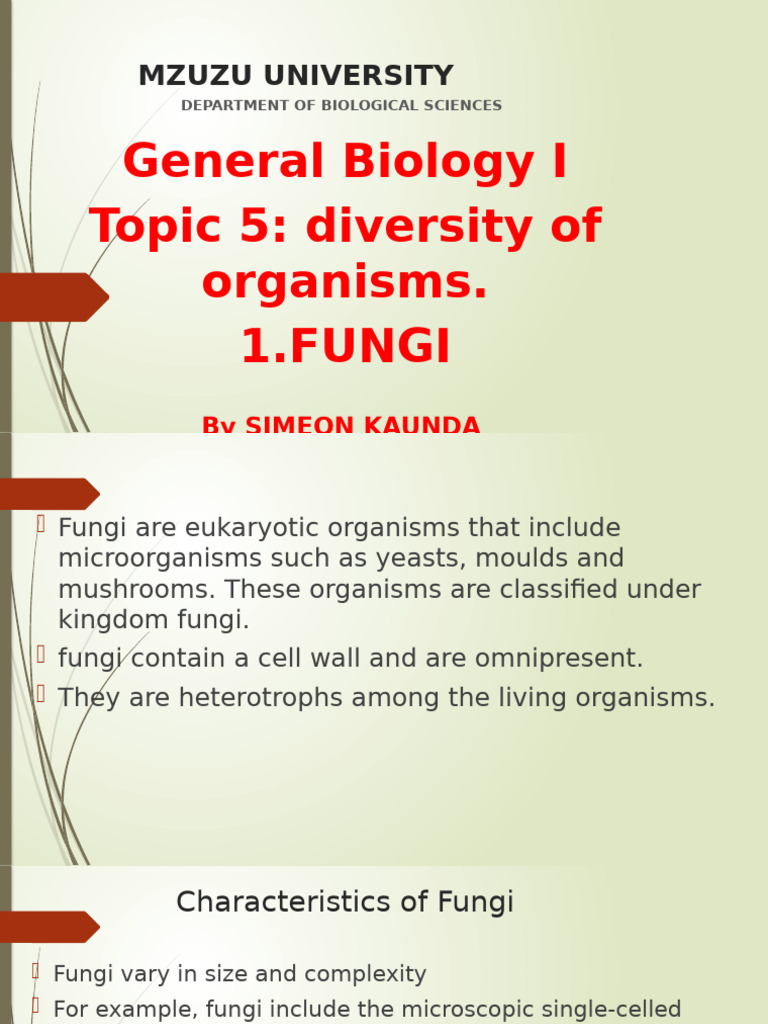 BIOL 1101 General Biology1-FUNGI | PDF | Fungus | Nutrition