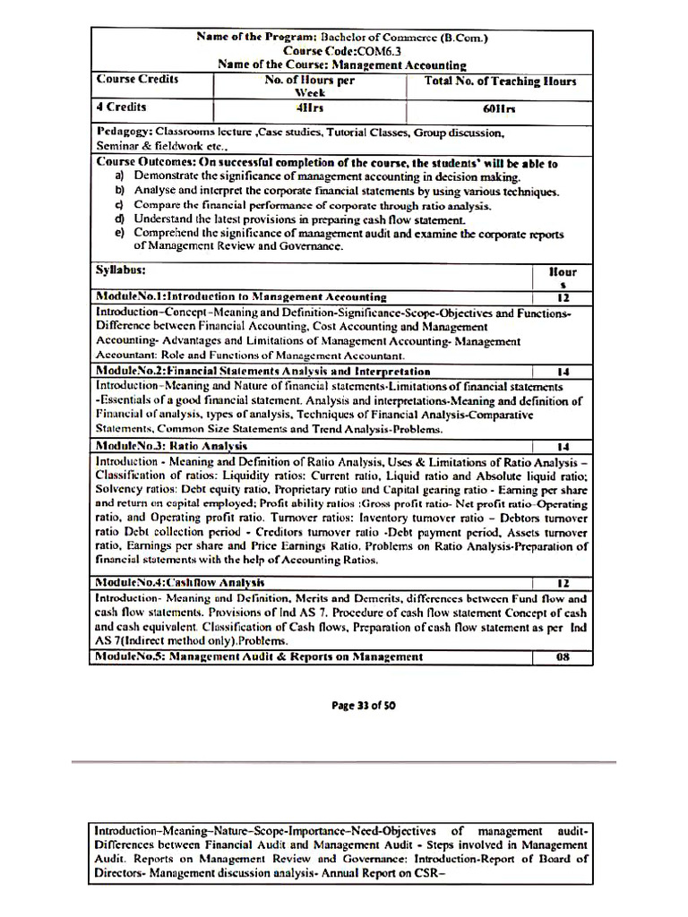 Management Accounting Syllabus | PDF