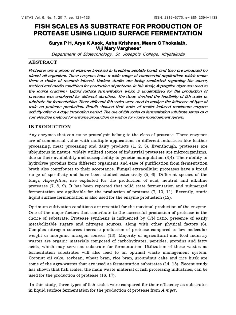 Fish Scales As Substrate For Production of Protease Using Liquid ...