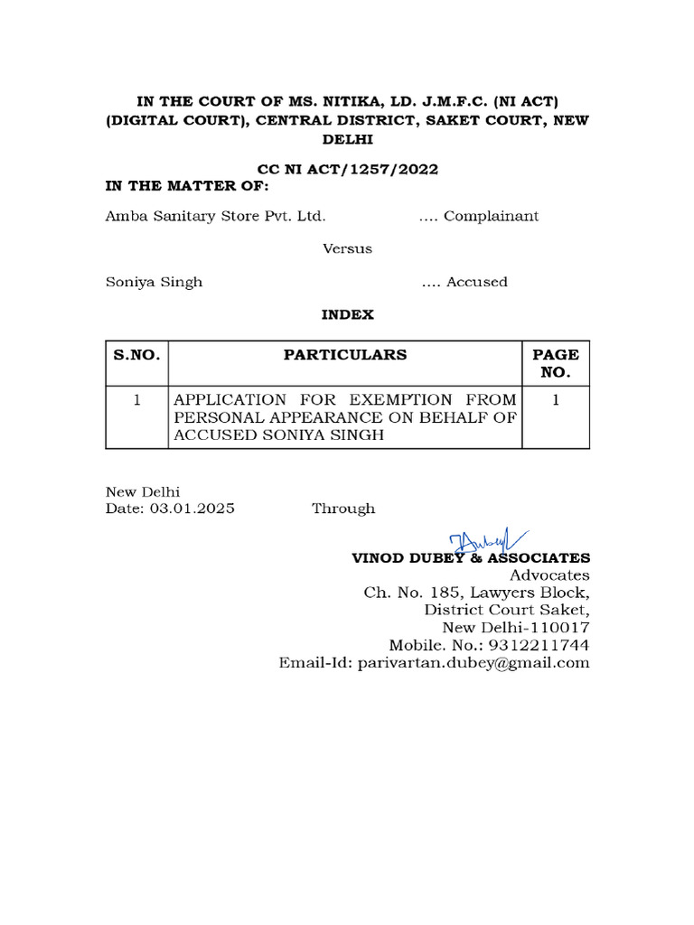 Amba Sanitary Store Vs Soniya Singh | PDF | Separation Of Powers ...