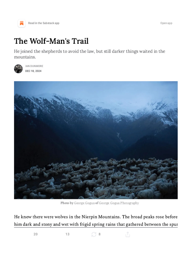 The Wolf-Man's Trail - by Ian Dunmore - Dunmore Dispatc | PDF | Sheep