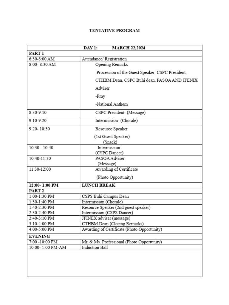 Tentative Program | PDF