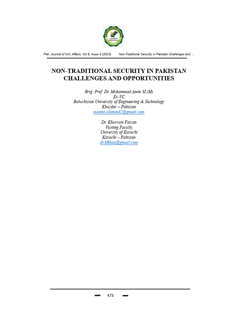 32 Non Traditional Security in Pakistan Challenges and Opportunities ...