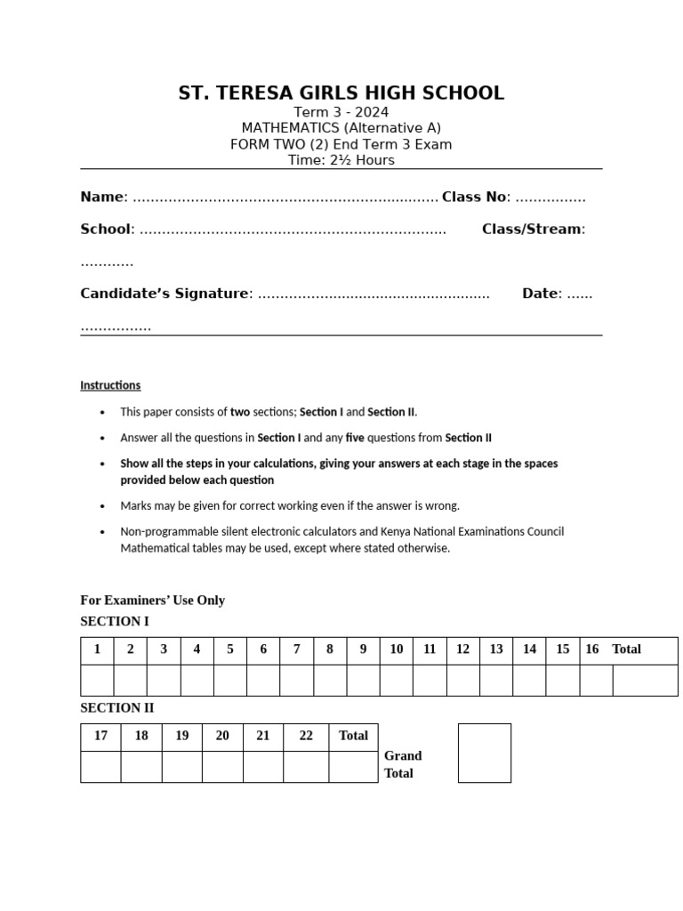 FORM 2 MATH QS | PDF | Area | Pound Sterling