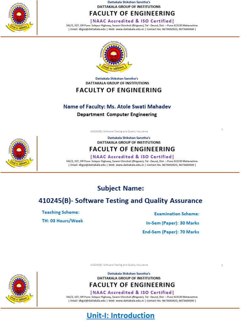 Unit-I Introduction Part-I | PDF | Software Testing | Software