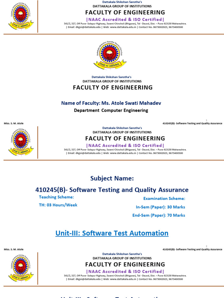 Unit III Software Test Automation | PDF | Unit Testing | Software Testing