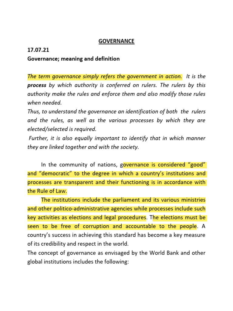 Understanding Governance and Its Importance | PDF | Governance | Good ...
