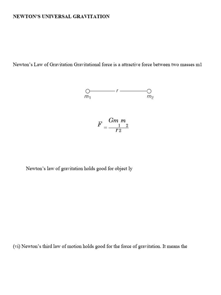 Newtons Universal Gravitation | PDF | Force | Potential Energy