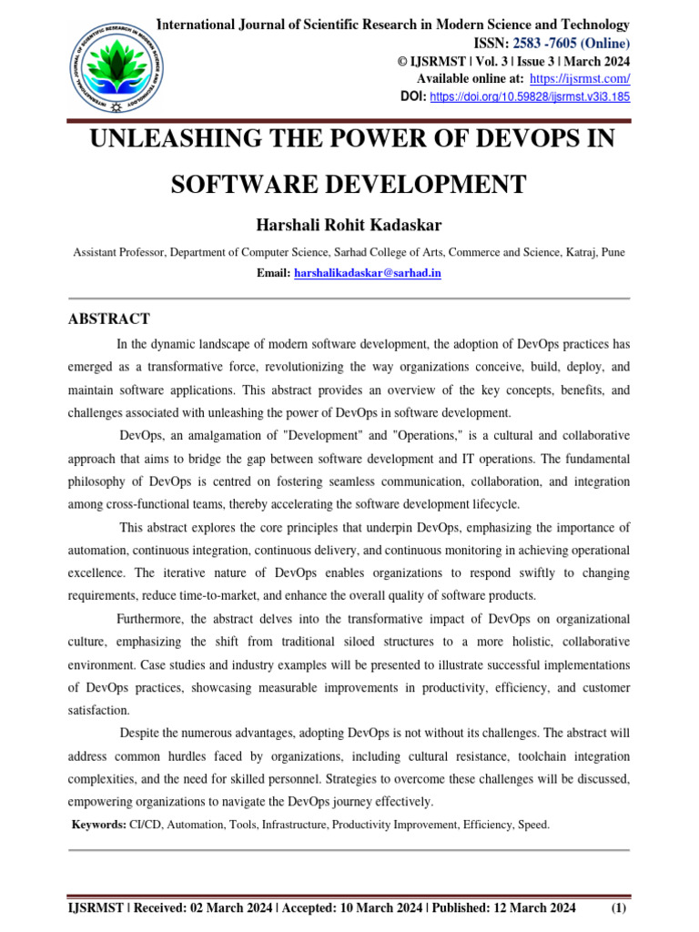 UNLEASHING_THE_POWER_OF_DEVOPS_IN_SOFTWARE_DEVELOP | PDF | Automation | Software Development