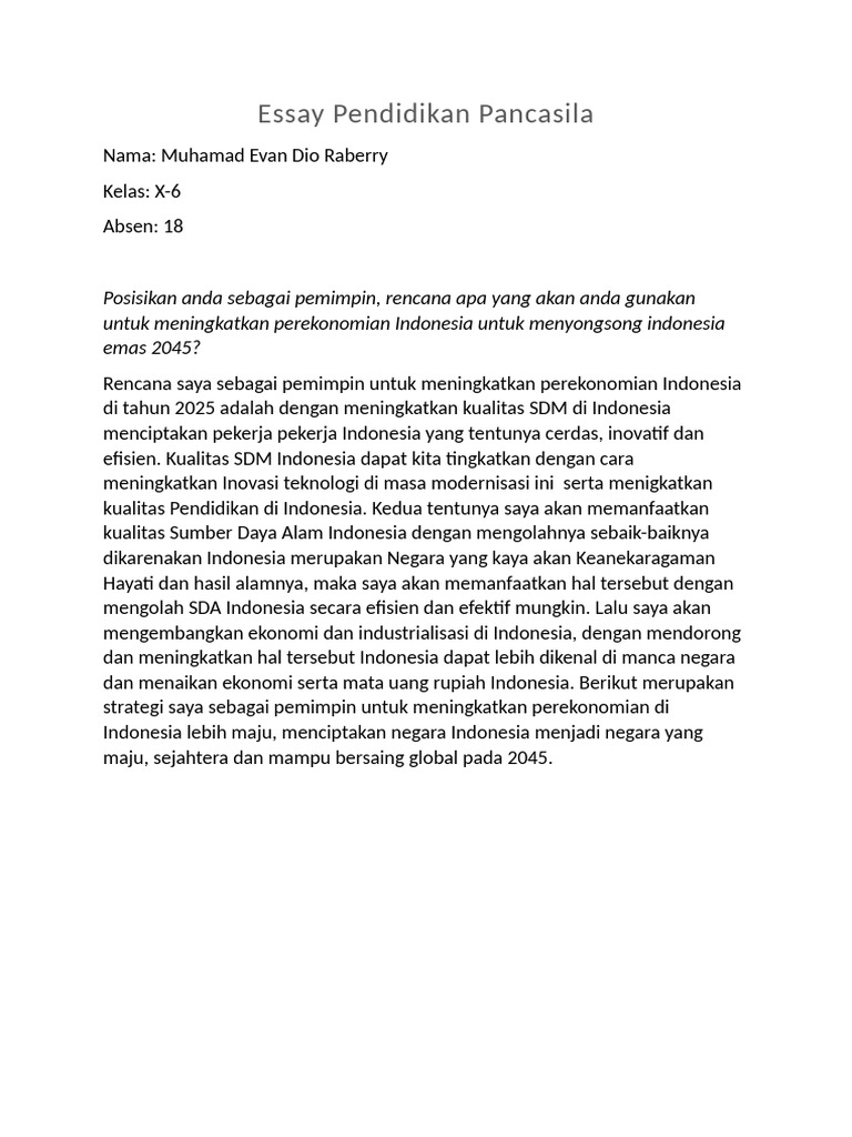 Essay Pendidikan Pancasila | PDF