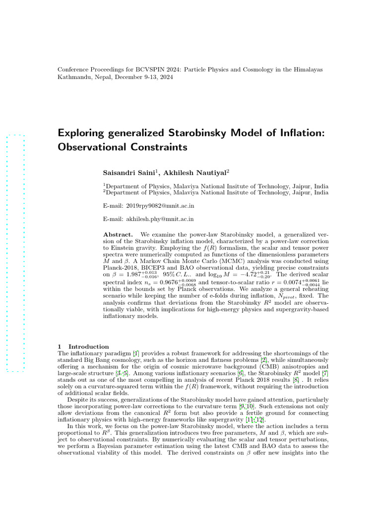 Exploring Generalized Starobinsky Model of Inflation: Observational ...