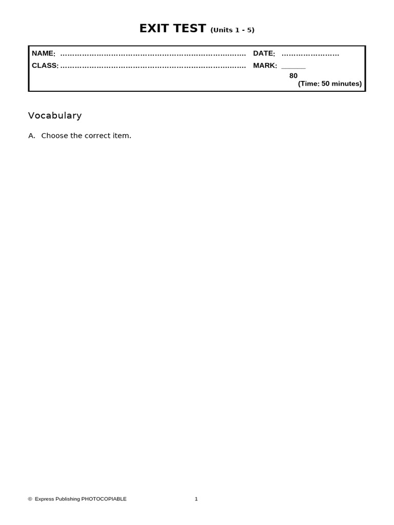 Click On 1a ExitTest 1-5 | PDF