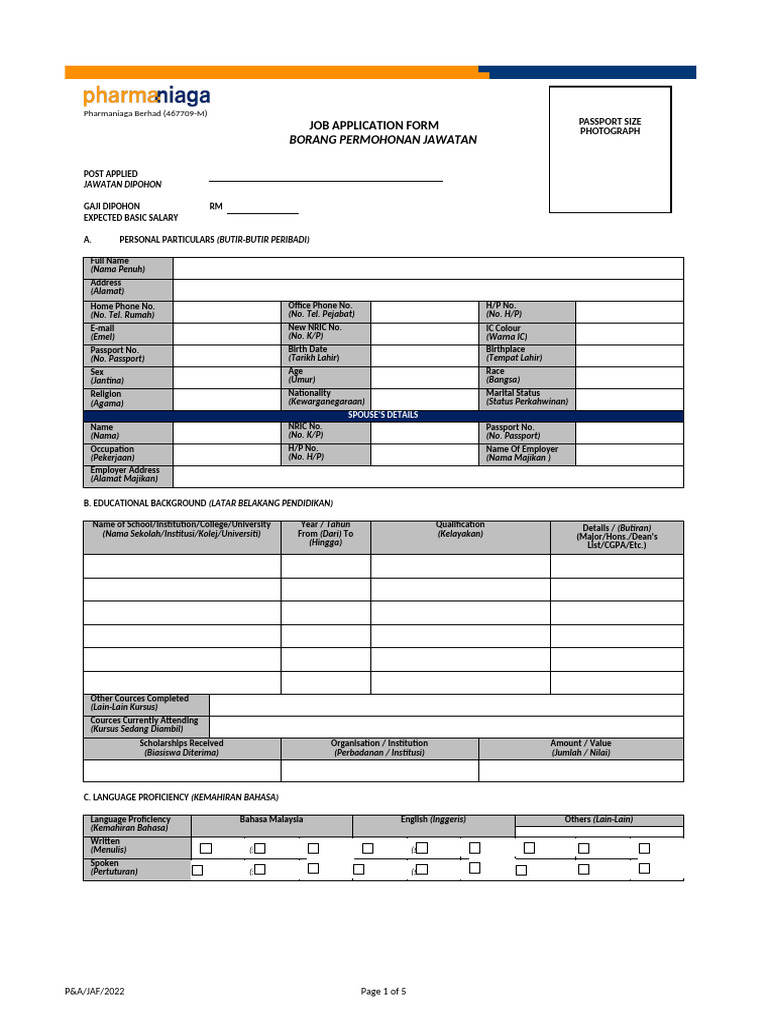 2022 Job Application Form | PDF