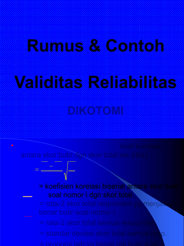 Rumus & Contoh Perhitungan Validitas-Reliabilitas | PDF