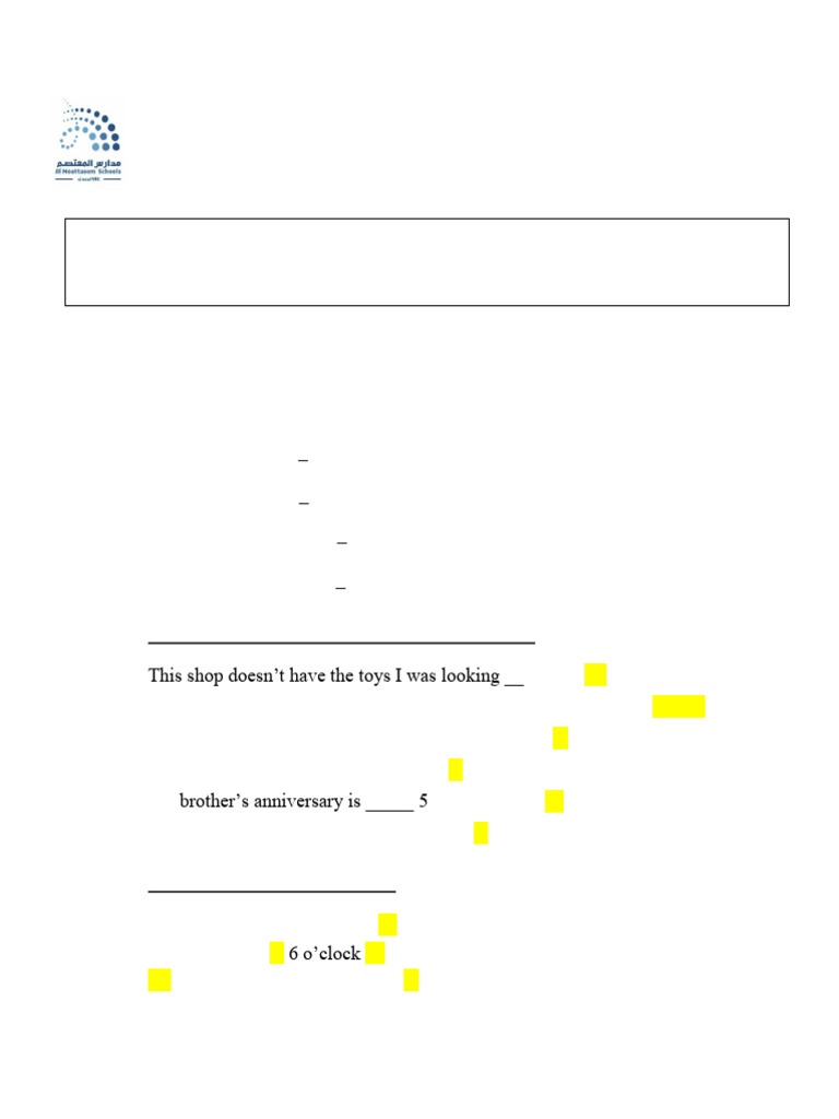 Key-Preposition Worksheet | PDF