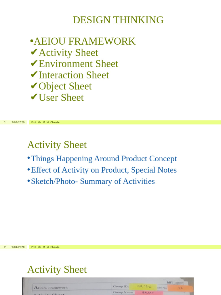 Design Thinking: AEIOU Framework Guide | PDF
