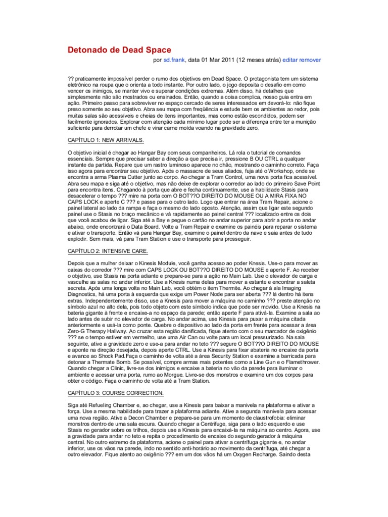 Guia Completo do Detonado Dead Space | PDF | Science | Tecnologia (geral)