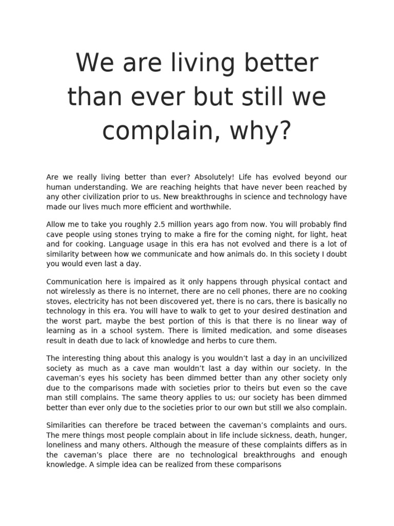 Why We Complain Despite Progress | PDF