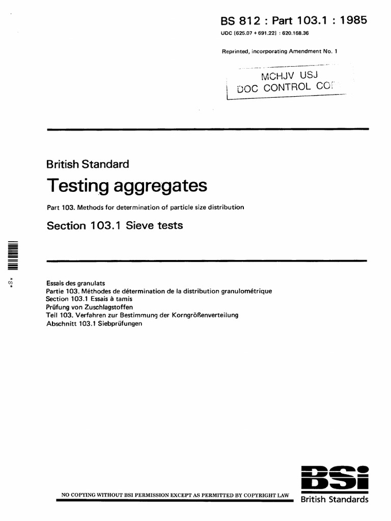 BS 812 Part 103.1 1985 | PDF