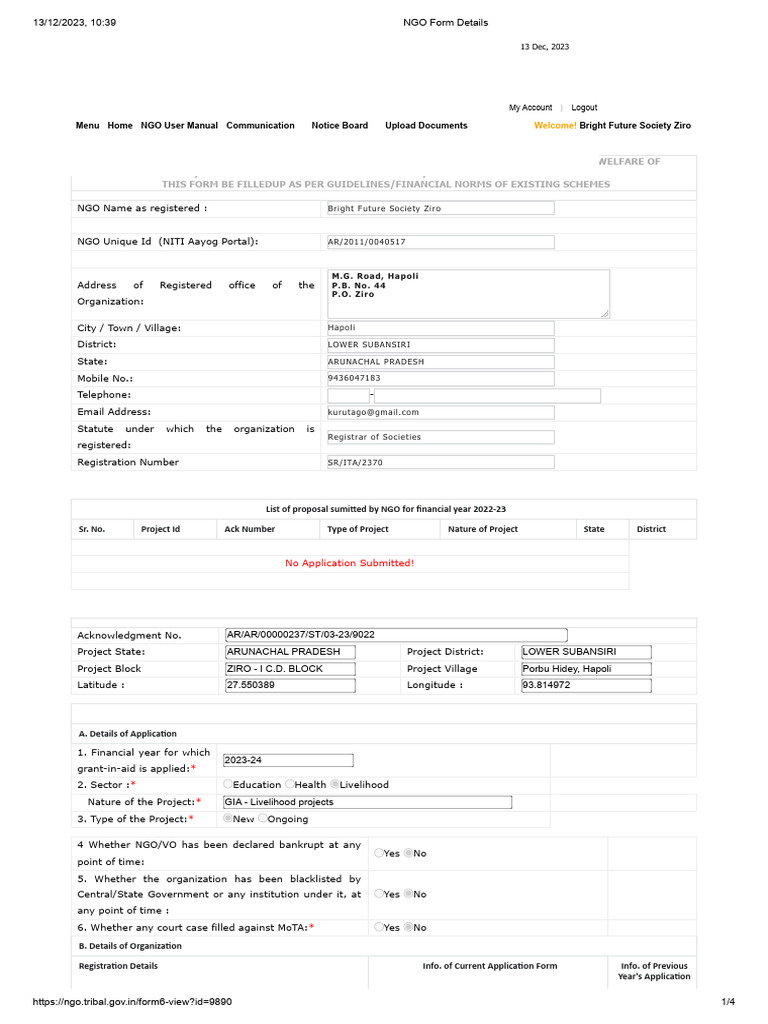NGO Form Details | PDF | Dormitory