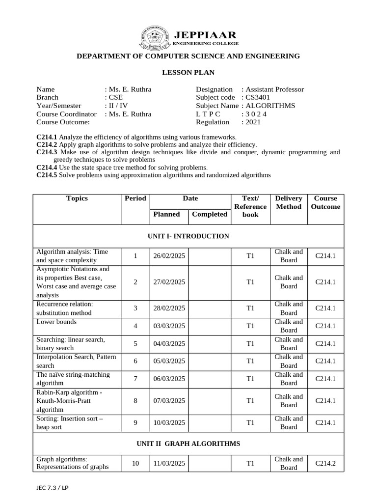 Lesson Plan | PDF | Computational Complexity Theory | Computer Programming Lesson Plan | PDF | Computational Complexity Theory | Computer Programming