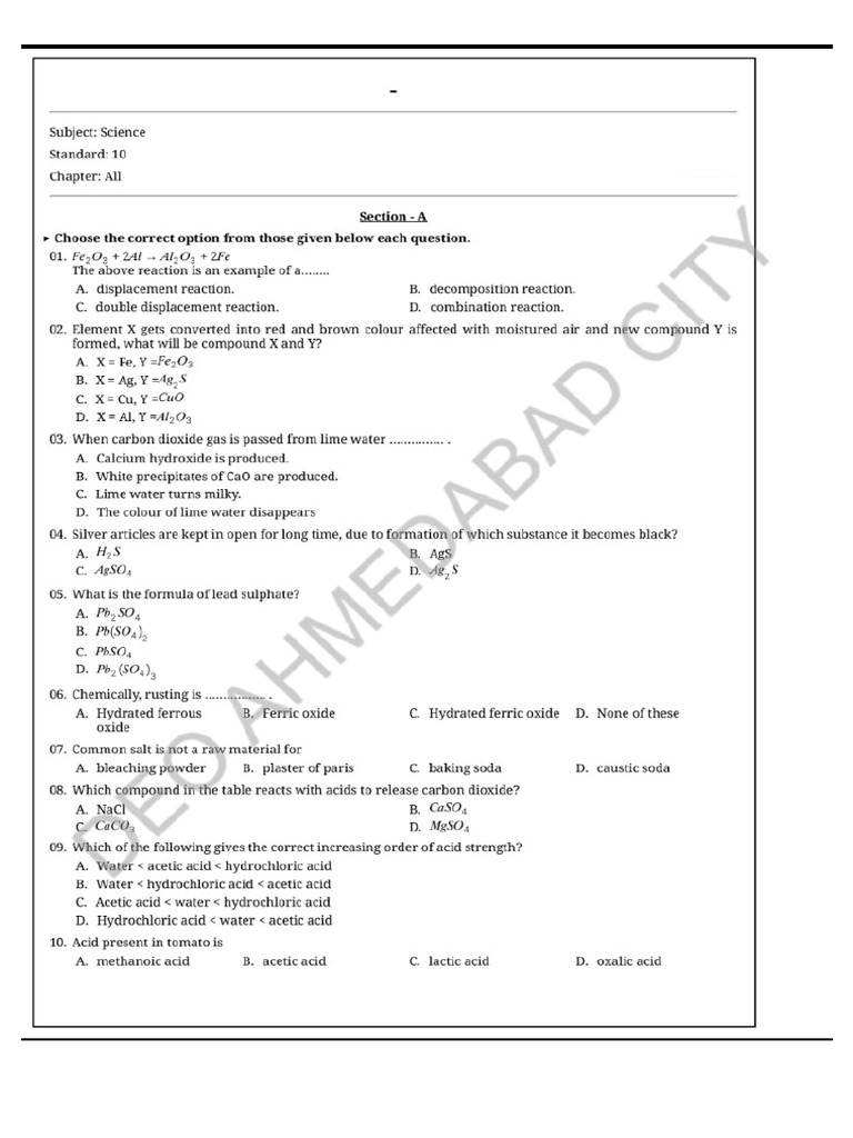 Science - Question Bank | PDF