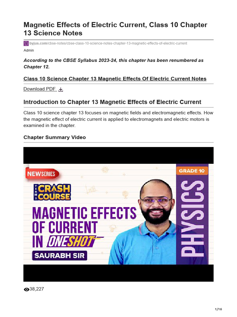 byjus.com-Magnetic Effects of Electric Current Class 10 Chapter 13 ...