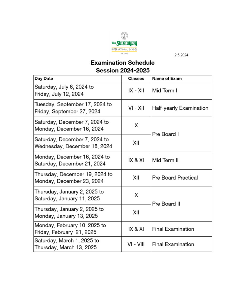 Examination-Schedule-2024-25 | PDF