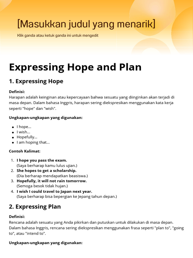 Expressing Hope and Plan - 20241111 - 090900 - 0000 | PDF