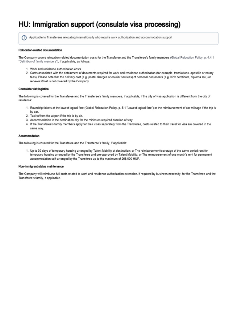 HU - Immigration Support (Consulate Visa Processing) | PDF
